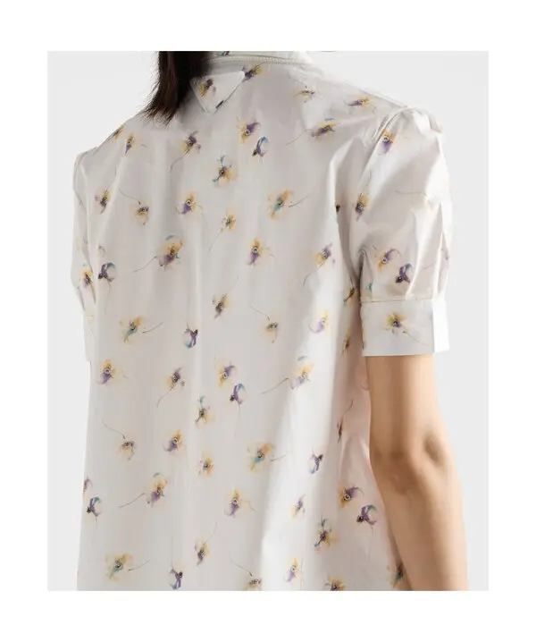 Prada Floral Print Poplin Mini Dress