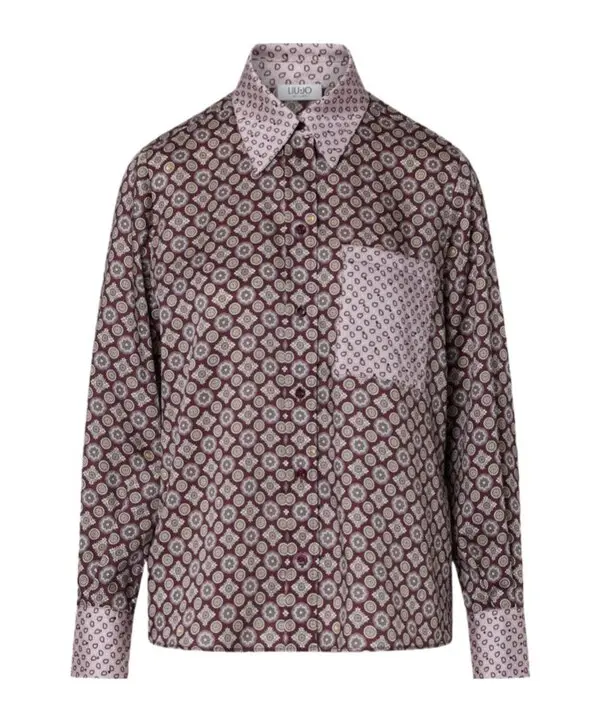 Liu Jo Printed Twill Shirt - Purple/geometric Print