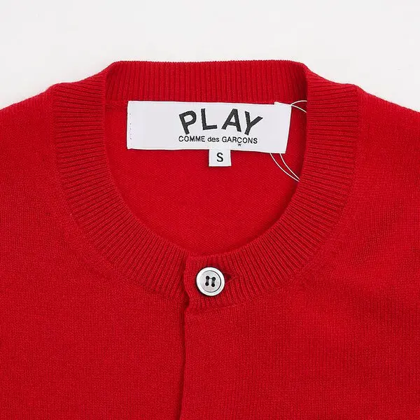 Play Comme Des Garcon Logo Patch Cardigan - Red