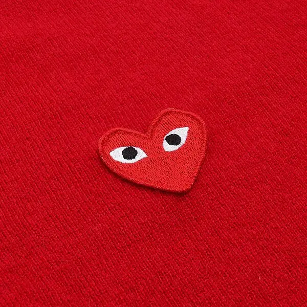 Play Comme Des Garcon Logo Patch Cardigan - Red