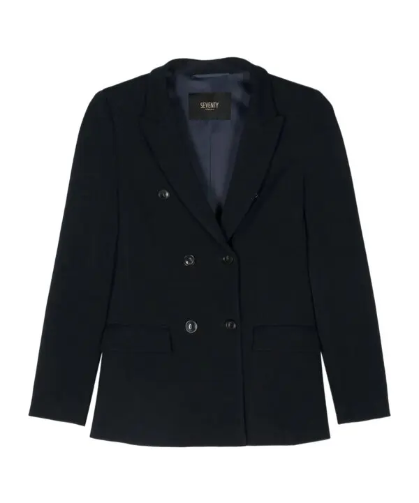 Seventy Double-breasted Knitted Blazer - Black