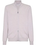 Brunello Cucinelli Cashmere Zip-up Cardigan With High Collar - Lavender