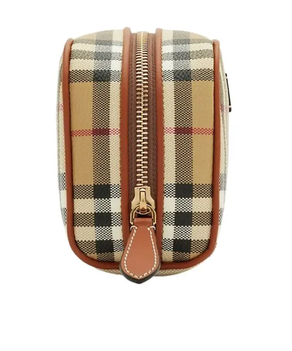 Burberry Checked Logo Patch Zipped Clutch Bag