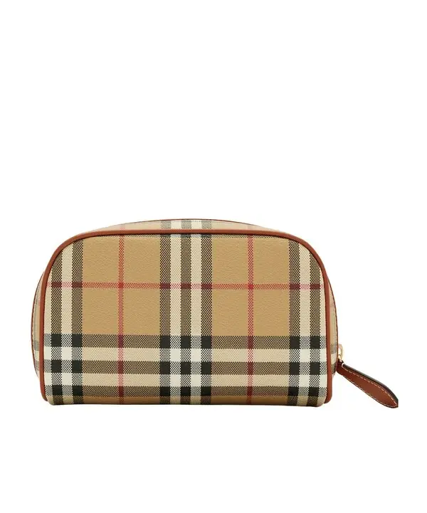 Burberry Checked Logo Patch Zipped Clutch Bag