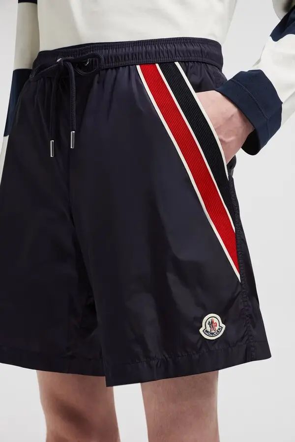 Moncler Logo Patch Drawstring Swim Shorts