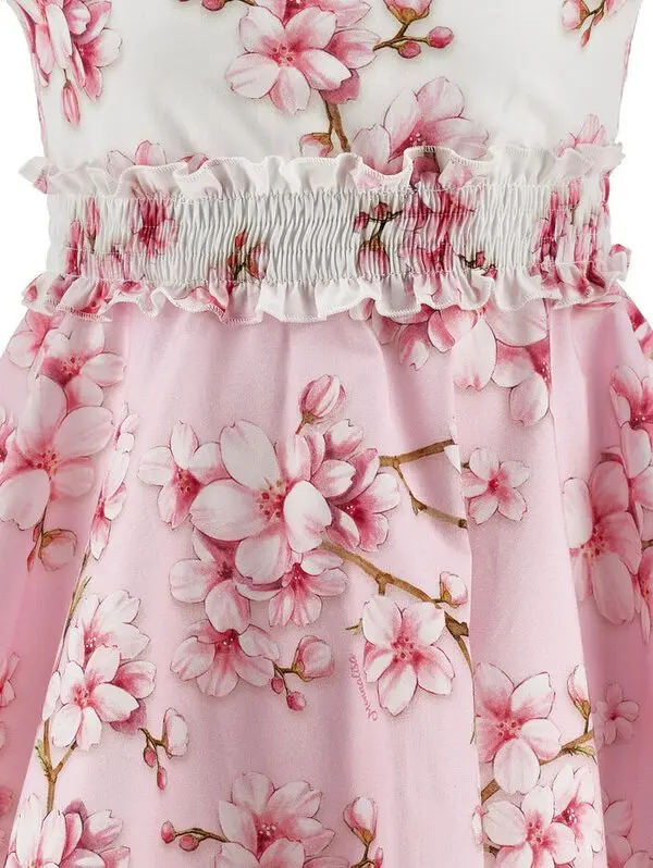 Monnalisa Peach Blossom Floral Print Dress