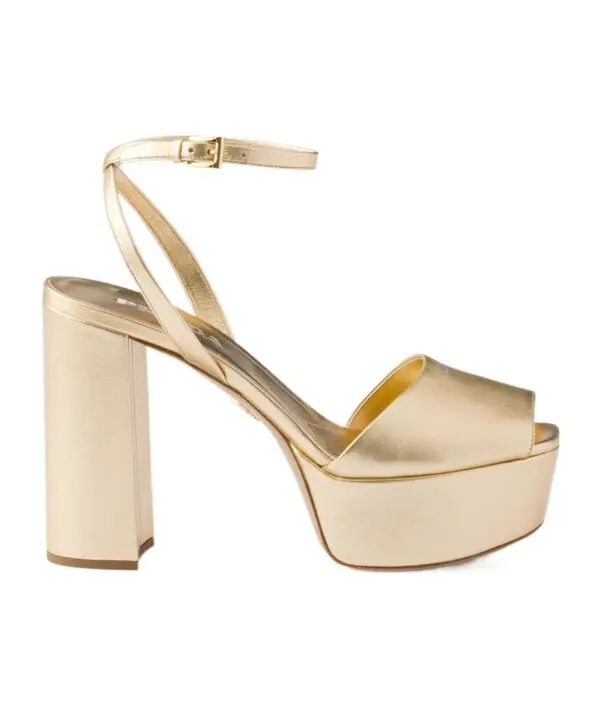 Prada Mordoré Nappa Leather Platform Sandals - Platinum