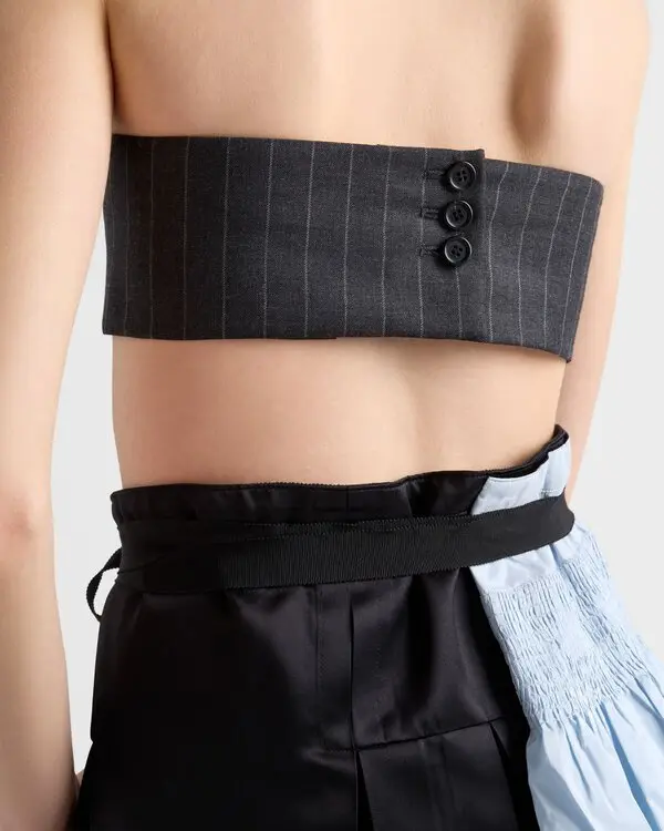 Prada Pinstripe Wool Bandeau Top