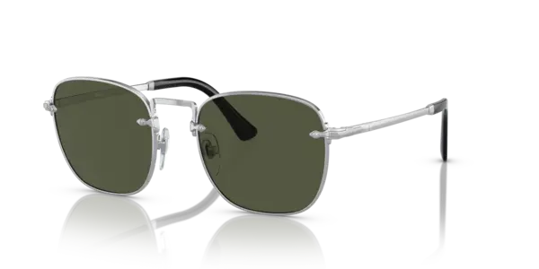 Persol Steel Full Rim Square Frame Sunglasses - Silver