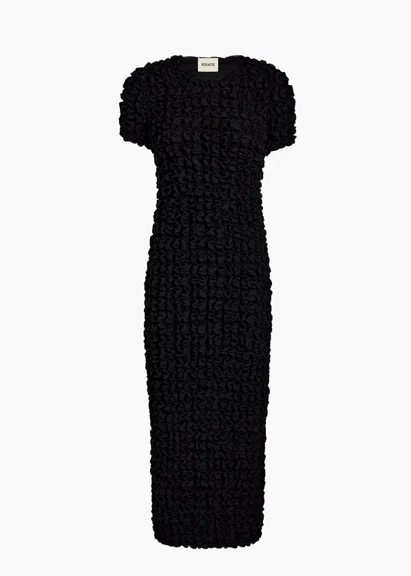 Khaite Perry Silk Chiffon Ruched Dress - Black
