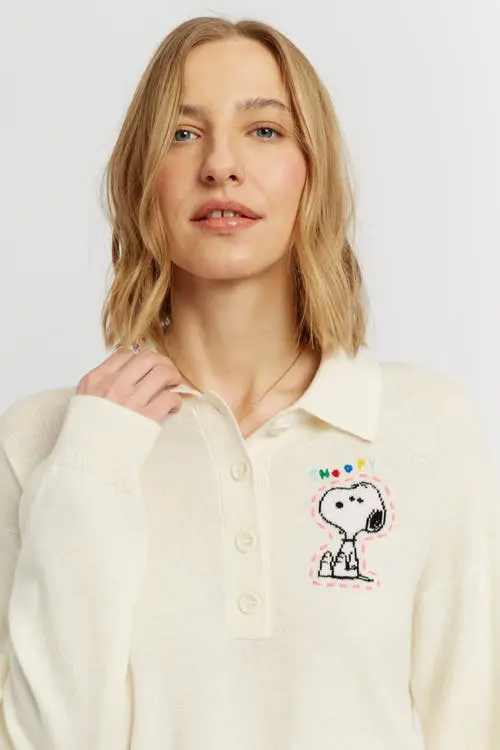 Chinti & Parker Wool-cashmere Snoopy Polo Sweater - Cream