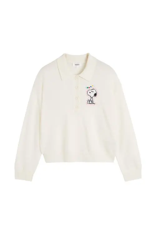 Chinti & Parker Wool-cashmere Snoopy Polo Sweater - Cream