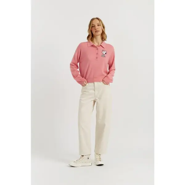 Chinti & Parker Wool-cashmere Snoopy Polo Sweater - Salmon