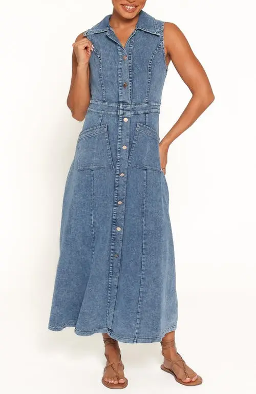 PETAL & PUP Sleeveless Denim Maxi Dress