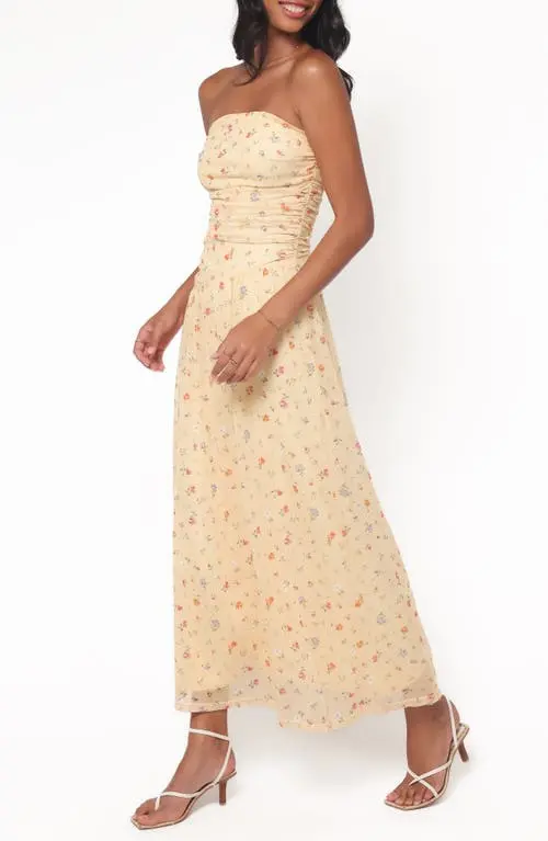 PETAL & PUP Calypso Floral Strapless Maxi Dress - Yellow Meadow