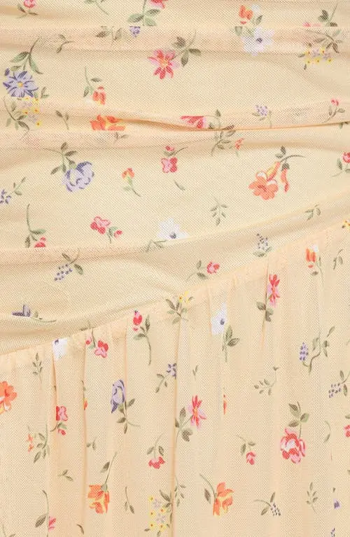 PETAL & PUP Calypso Floral Strapless Maxi Dress - Yellow Meadow