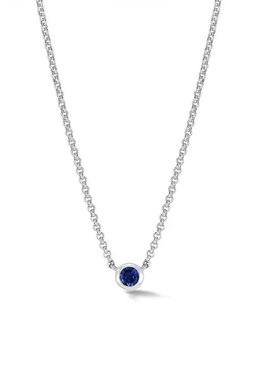 DOWER & HALL Blue Sapphire Round Dewdrop Pendant - Sterling Silver