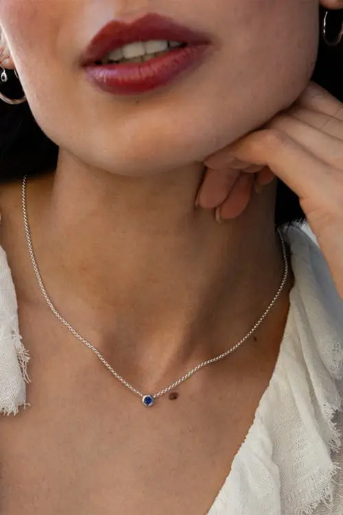 DOWER & HALL Blue Sapphire Round Dewdrop Pendant - Sterling Silver