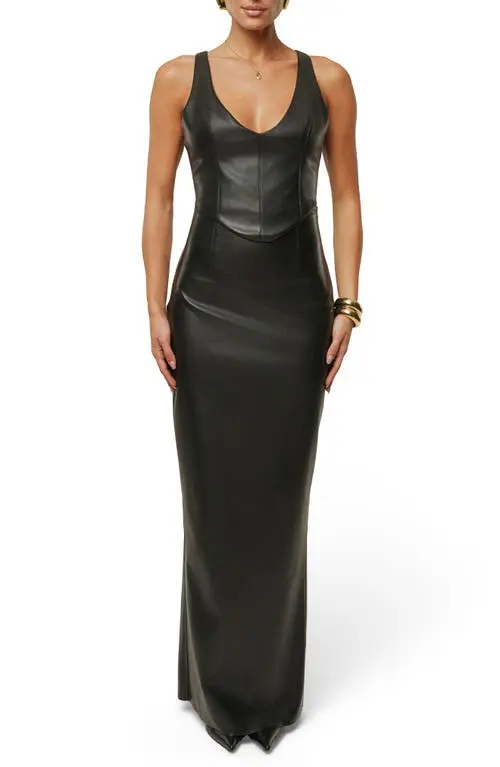 JLUXLABEL Tate Crop Faux Leather Tank - Black
