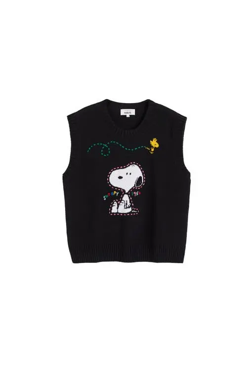 Chinti & Parker Wool-cashmere Snoopy Tank - Black