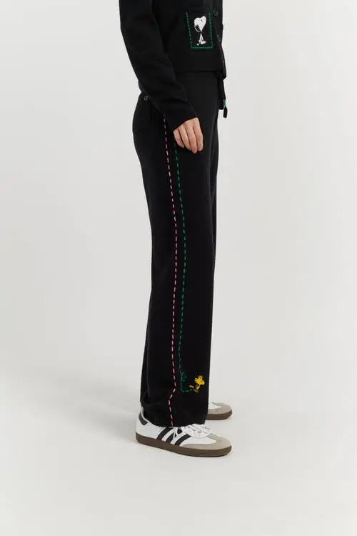 Chinti & Parker Wool-cashmere Peanuts Stripe Wide Leg Track Pants