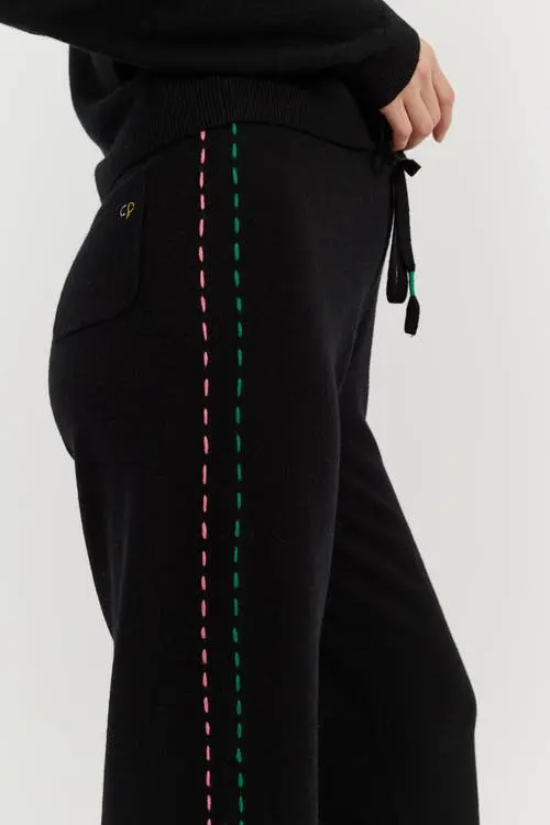 Chinti & Parker Wool-cashmere Peanuts Stripe Wide Leg Track Pants