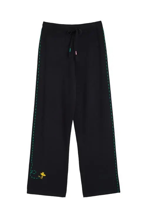 Chinti & Parker Wool-cashmere Peanuts Stripe Wide Leg Track Pants