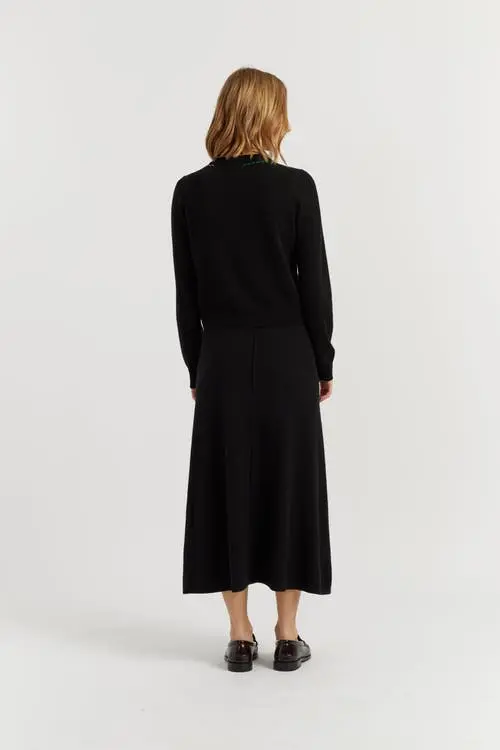 Chinti & Parker Wool-cashmere Snoopy Peep Cardigan - Black