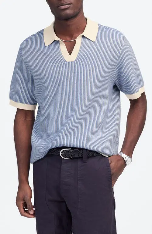 Madewell Johnny Collar Tuck Stitch Polo - Dove