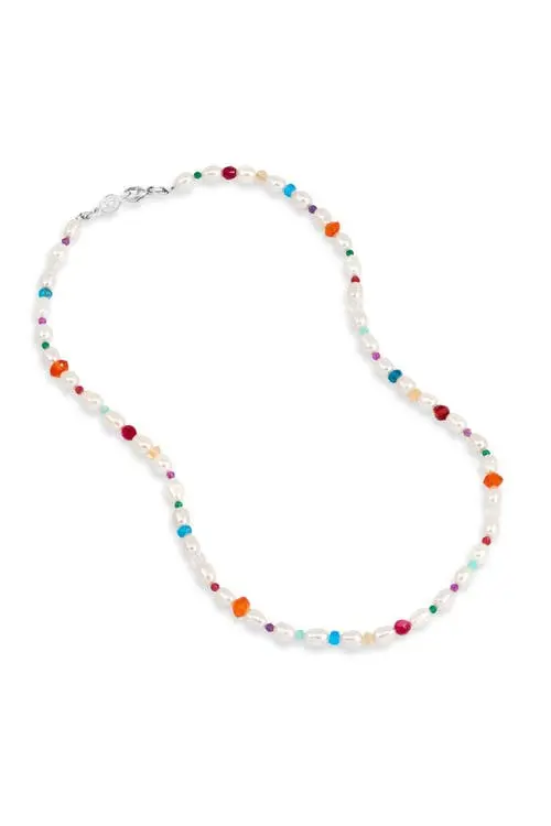 DOWER & HALL Carnival Mixed Gemstone And Pearl Necklace - Sterling Silver