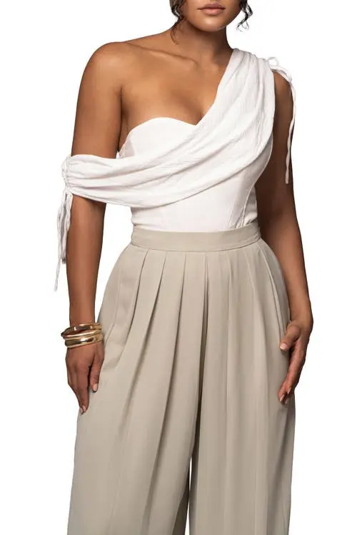 JLUXLABEL One-shoulder Draped Corset Top - Off-white