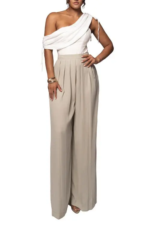 JLUXLABEL One-shoulder Draped Corset Top - Off-white