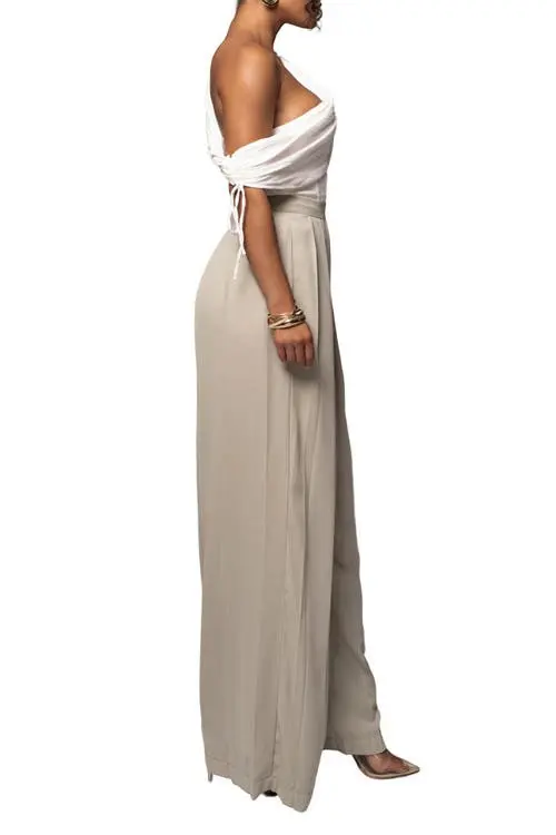 JLUXLABEL One-shoulder Draped Corset Top - Off-white