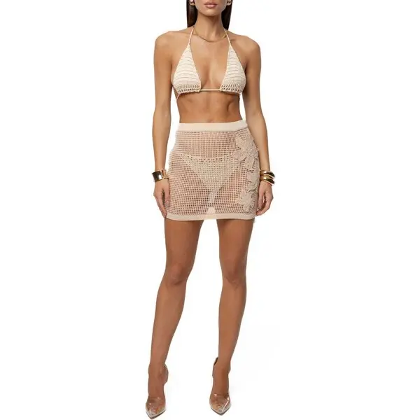 JLUXLABEL Cascade Open Stitch Miniskirt - Ivory