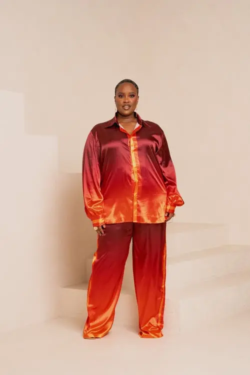 OFUURE Dawn Printed Silk-feel Shirt And Wide-leg Pants Set