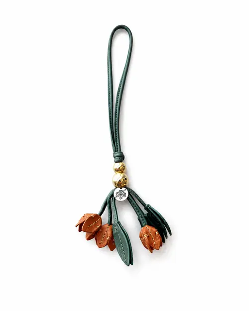 ROSZUAR Harvest Leather Purse Charm With 18k Gold-plated Hardware - Cognac