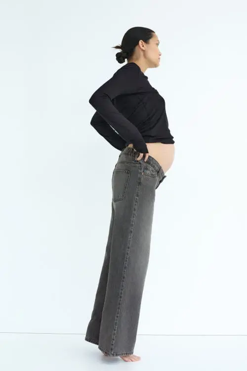 H&M Mama Wide Leg Low Rise Jeans
