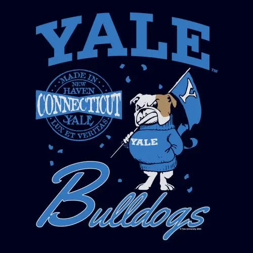 YALE UNIVERSITY Connecticut Bulldogs Badge Short Sleeve Graphic T-shirt