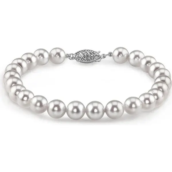 The Pearl Source 5.0-5.5mm Akoya White Pearl Bracelet