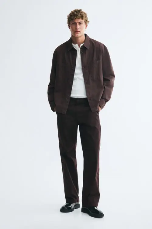 H&M Relaxed-fit Cotton Chinos - Dark Brown
