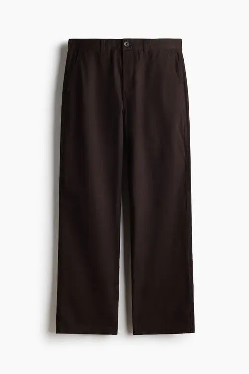 H&M Relaxed-fit Cotton Chinos - Dark Brown