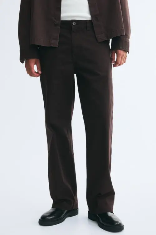 H&M Relaxed-fit Cotton Chinos - Dark Brown