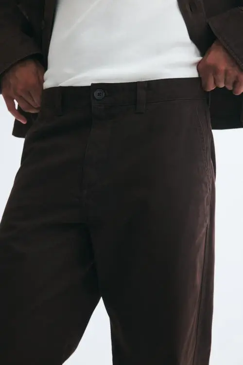 H&M Relaxed-fit Cotton Chinos - Dark Brown