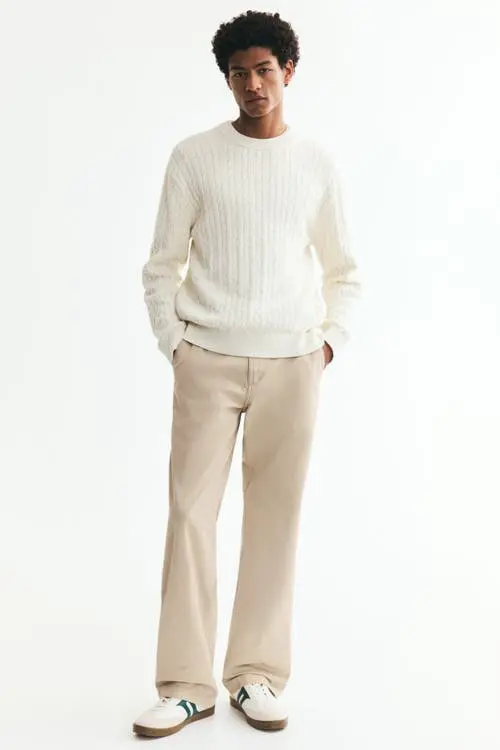 H&M Relaxed-fit Cotton Chinos - Light Beige