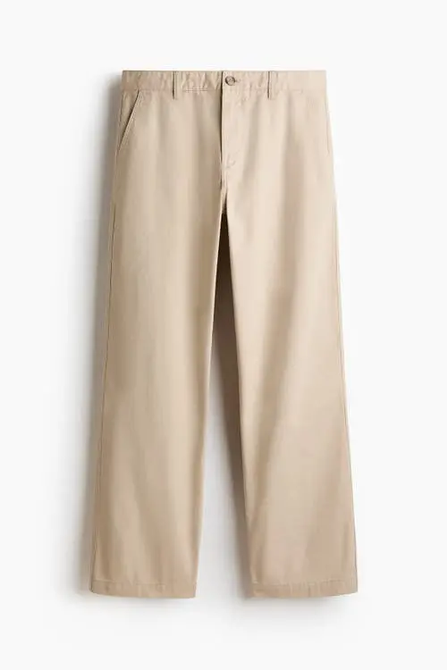 H&M Relaxed-fit Cotton Chinos - Light Beige