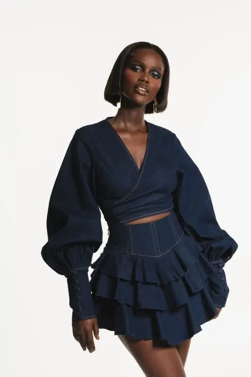 OFUURE Denim Dana Wrap Top