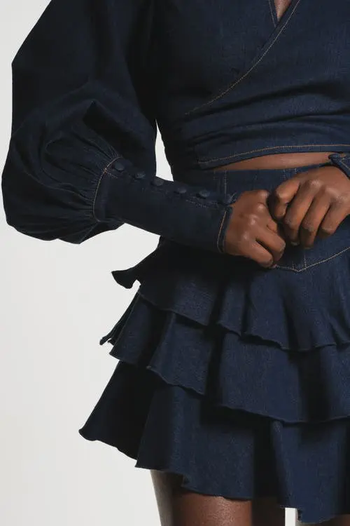 OFUURE Denim Dana Wrap Top