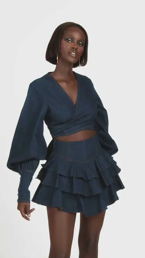 OFUURE Denim Dana Wrap Top