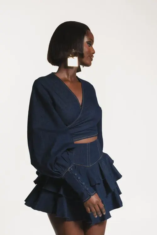 OFUURE Denim Dana Wrap Top