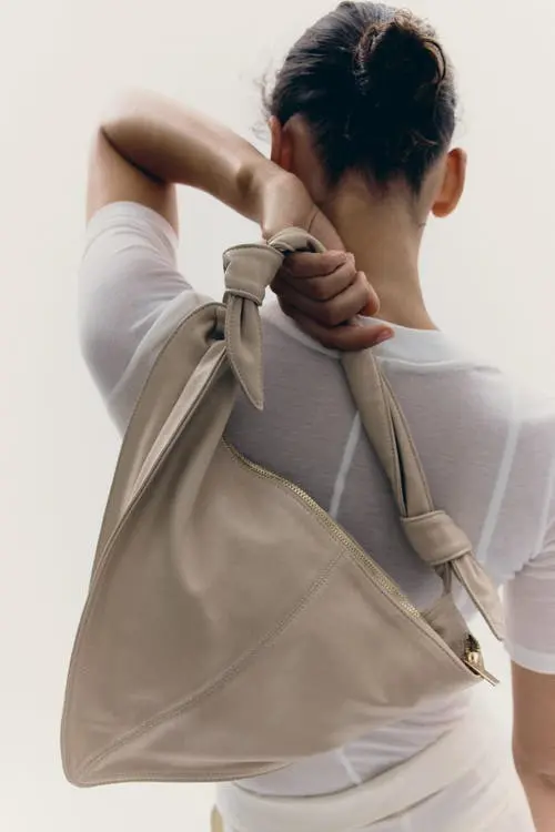 H&m Shoulder Bag With Scarf-look Design And Tie Details